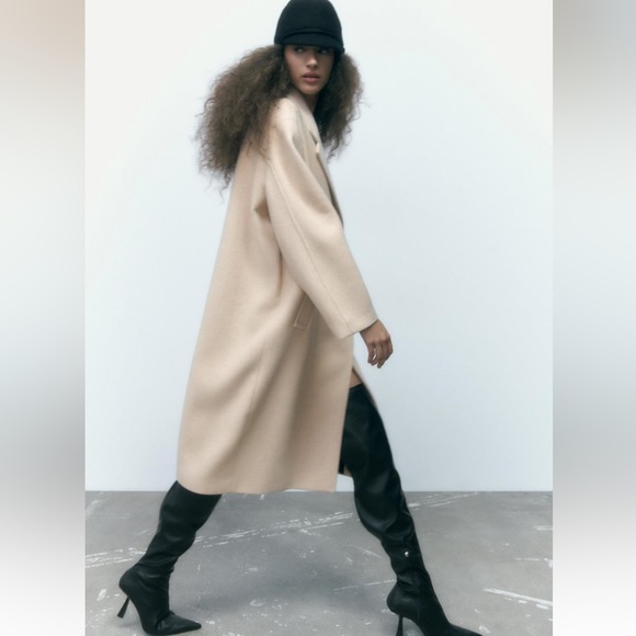 Zara | Jackets & Coats | Zara Oversized Wool Coat Sand Color | Poshmark